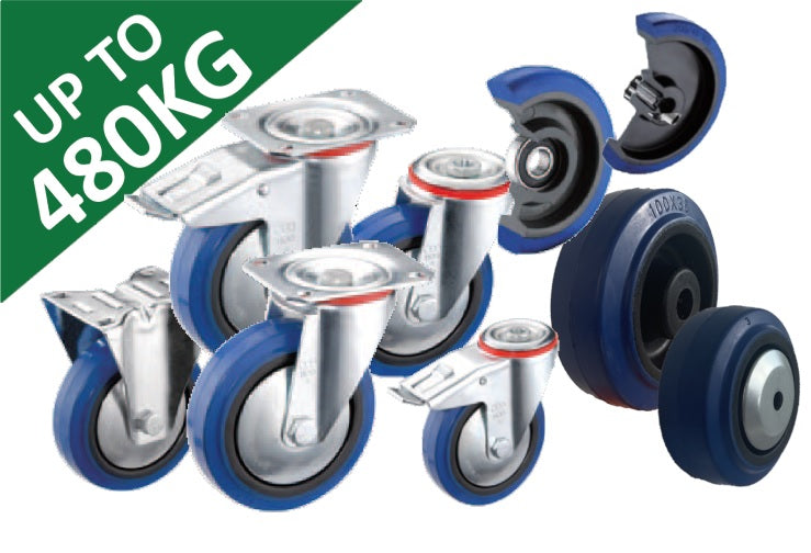 Blue Elastic Rubber Swivel Castors Australia | Supo Castors Australia
