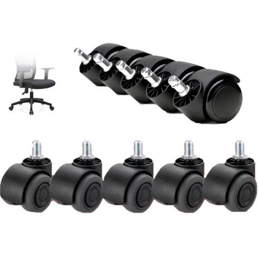 Office Chair Castors | 50mm TPE Rubber & PVC Twin wheels | 75KG Capacity